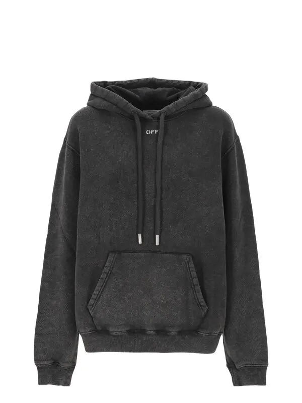 Off-White Logo Printed Drawstring Hoodie - Black