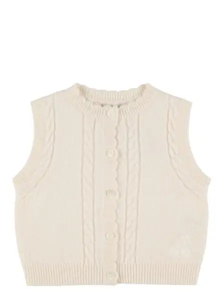 Bonpoint Wool Blend Knit Vest - White