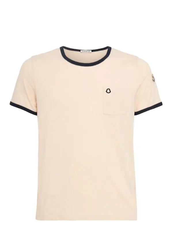 Moncler Embroidered Logo Cotton T-shirt - Nude