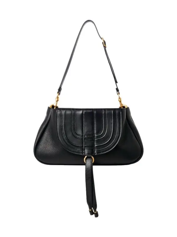 Chloé Marcie Quilted Detail Shoulder Bag - Black