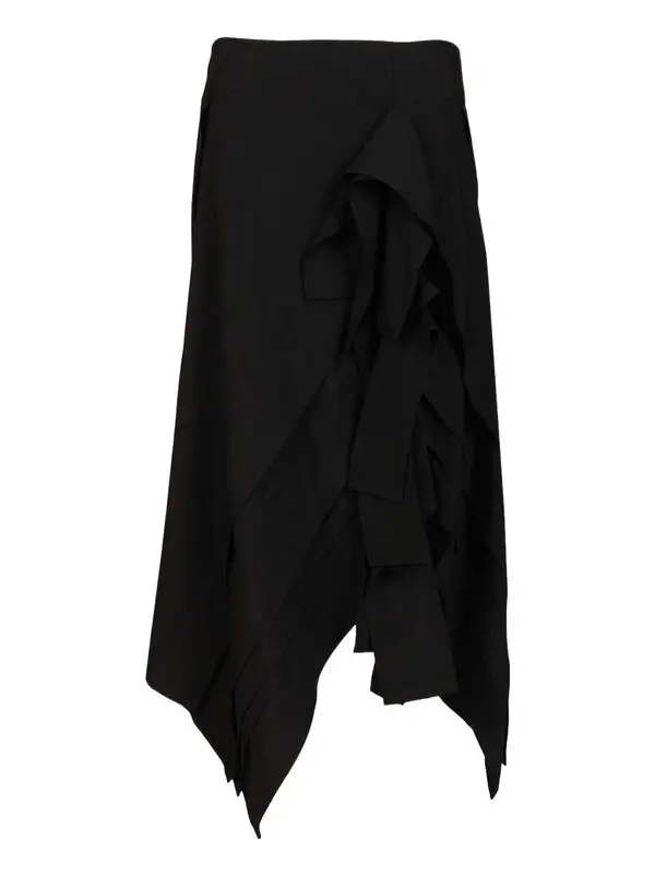 Bottega Veneta Asymmetrical Ruffled Midi Skirt - Black