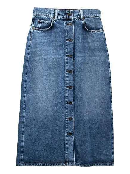 Max Mara Denim Midi Skirt With Belt Loops - Blue