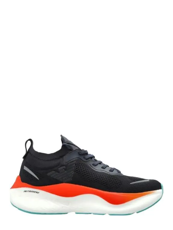 EA7 Logo Printed Lace-up Sneakers - Black