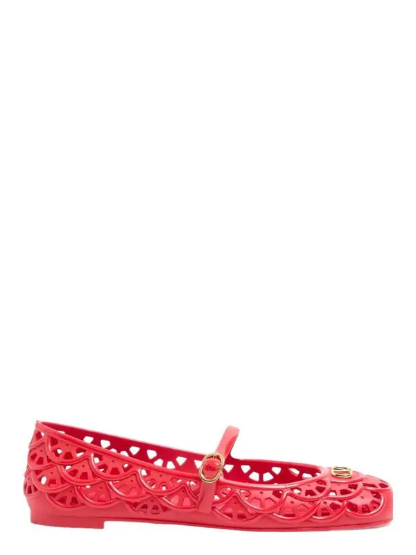 Valentino Garavani Ondette Rubber Ballerina With Scallop Pattern - Coral