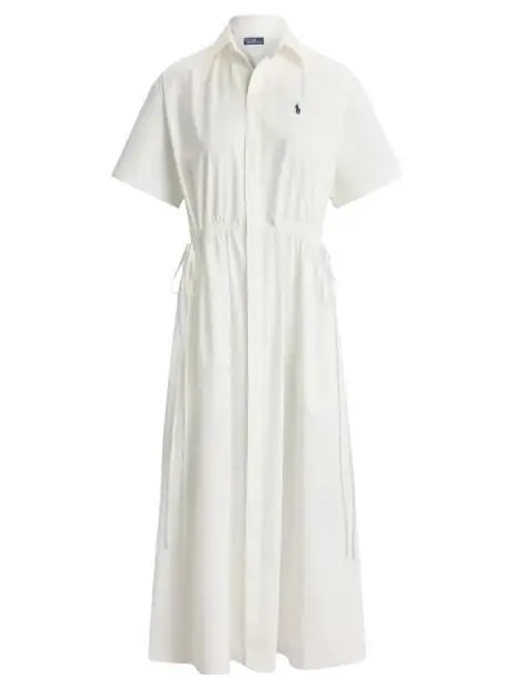 Polo Ralph Lauren Drawstring Midi Shirt Dress - White
