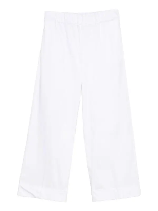 D.exterior Elastic Waist Wide Leg Cropped Pants - White