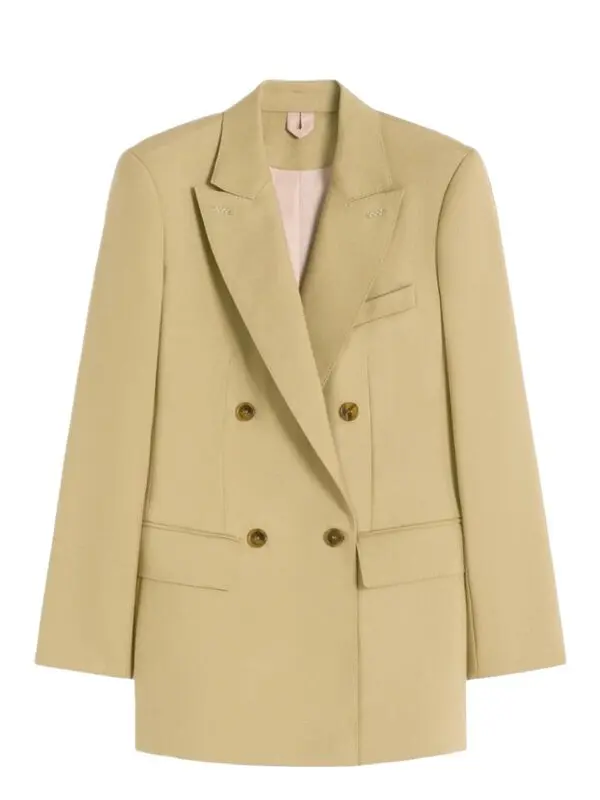 Max Mara Double-breasted Blazer In Mohair, Wool, And Silk - Camel