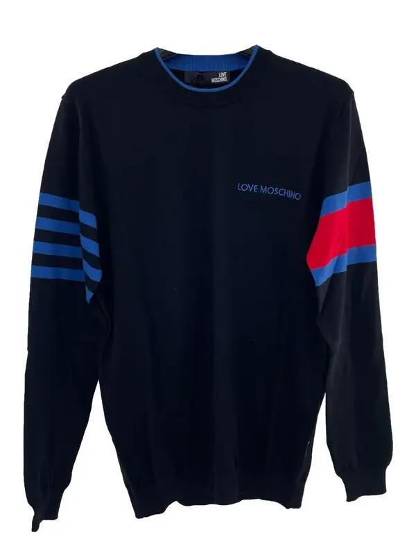 Moschino Long-sleeved Sweater With Striped Sleeves - Black