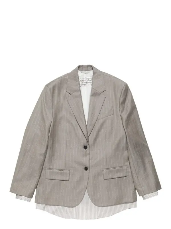 Acne Studios Layered Pinstripe Blazer - Warm Gray