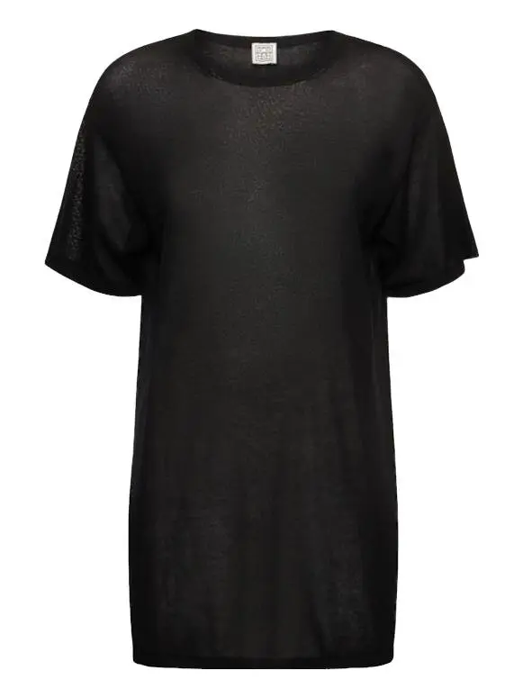 TOTEME Lyocell Blend Knit T-shirt - Black