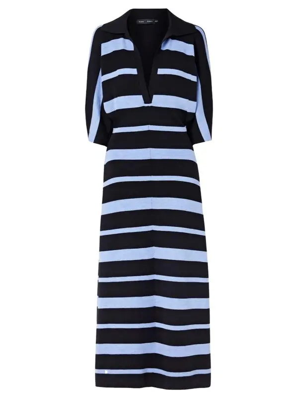 Proenza Schouler Solana Striped Midi Dress - Black