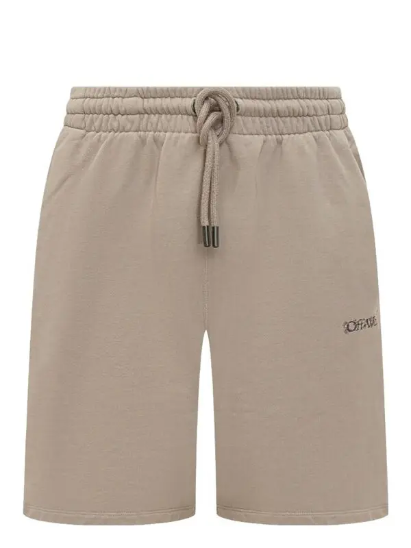 Off-White Logo Printed Drawstring Shorts - Faded Stone