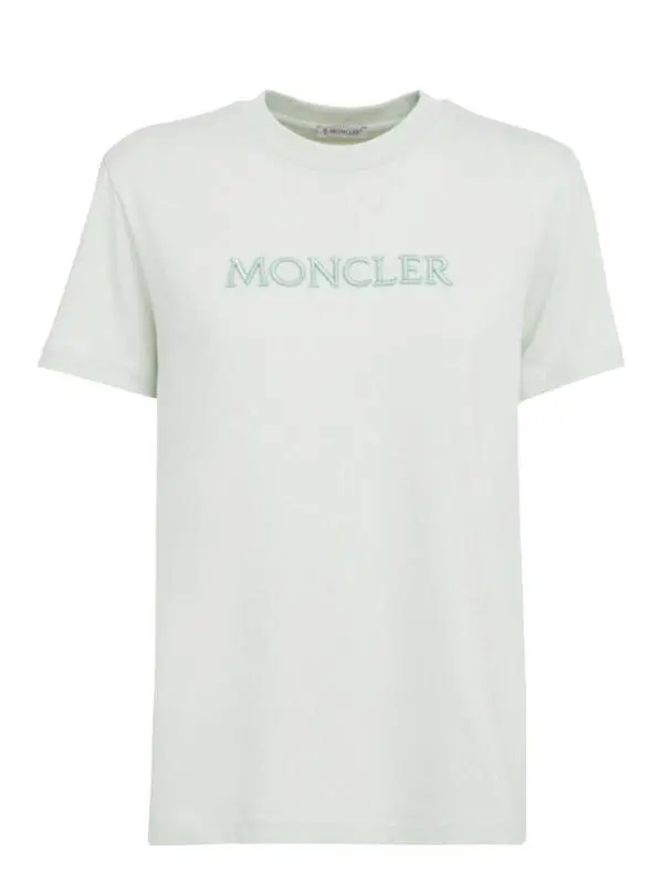 Moncler Embroidered Tonal Logo Cotton T-shirt - White