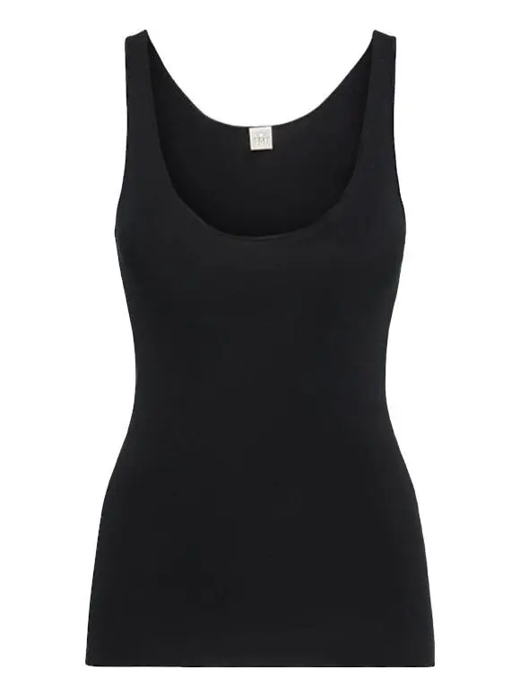 TOTEME Organic Cotton Ribbed Tank Top - Black