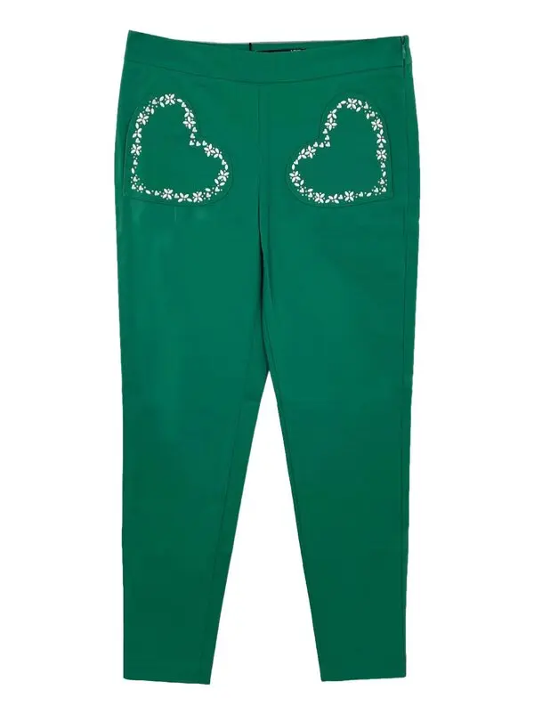 Moschino Embroidered Heart Pocket Trousers - Green