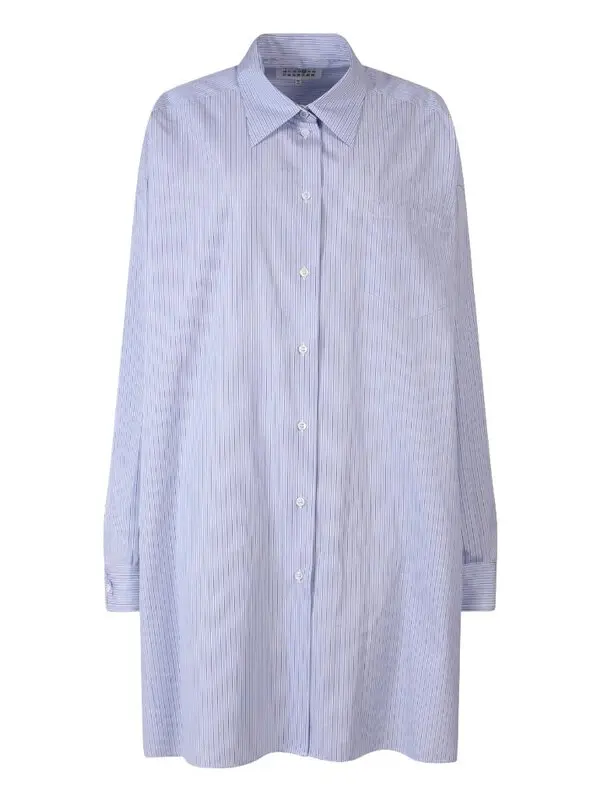 MAISON MARGIELA Striped Button-up Oversized Shirt - No
