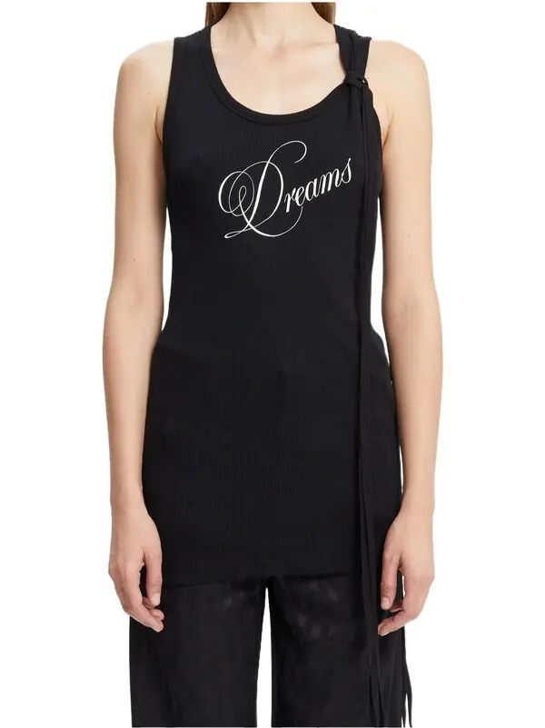 ANN DEMEULEMEESTER Ribbed Knit Sleeveless Vest With Ribbon Detail - Black