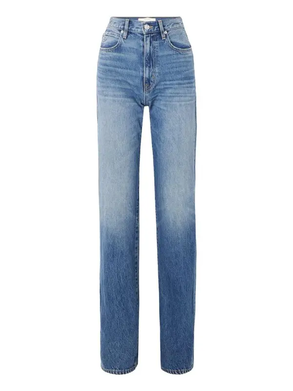 SLVRLAKE London Turn Up High-rise Straight-leg Jeans - Dark Denim
