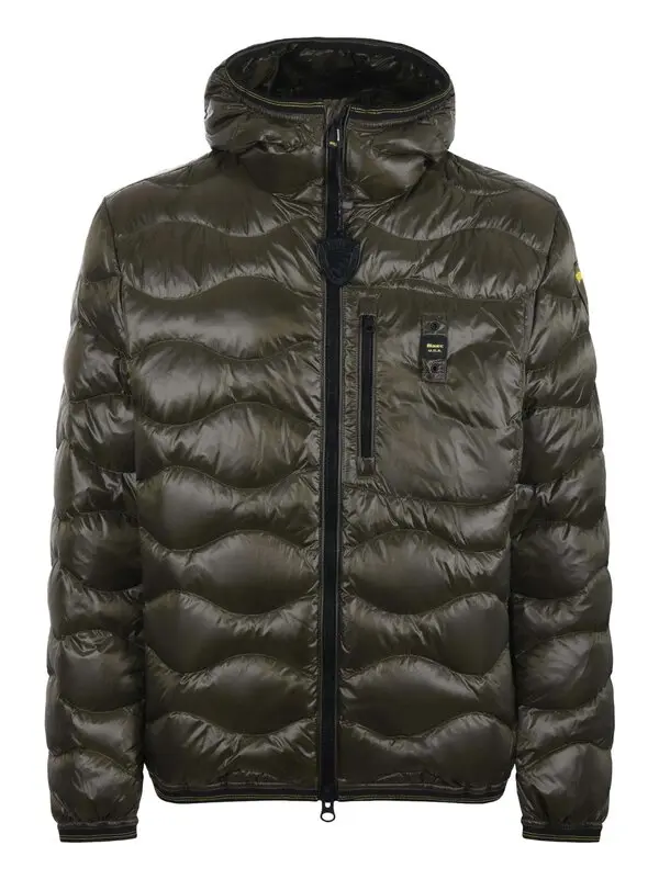 BLAUER. Hooded Puffer Jacket With Zipper Closure - Black