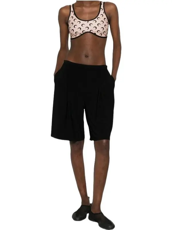 MARINE SERRE Cropped Moon Pattern Tank Top - Black