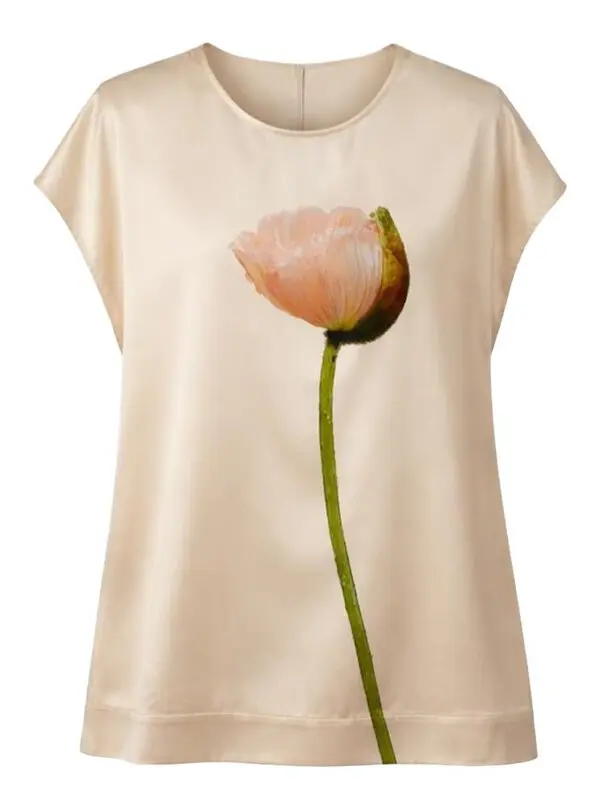 Simone Rocha Floral Print Round Neck Top - Nude