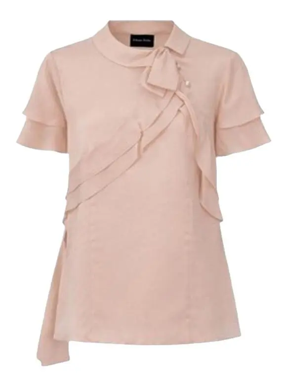 Simone Rocha Short-sleeved Ruffled Blouse - Nude