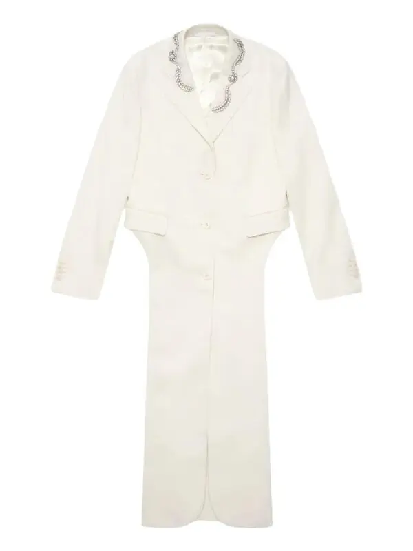 Simone Rocha Collared Wool Blend Coat - White