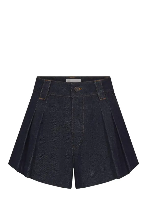 FRAME The Structural Pleated Denim Shorts - Black