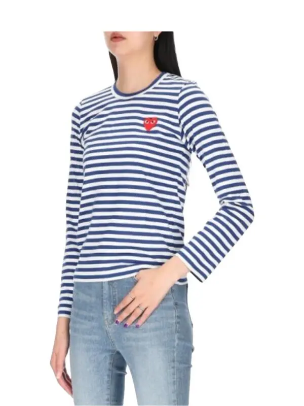 Play Comme Des Garcon Striped Long Sleeve T-shirt - Blue