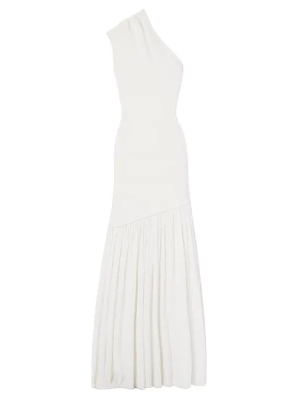 Proenza Schouler Cora One-shoulder Pleated Maxi Dress - White