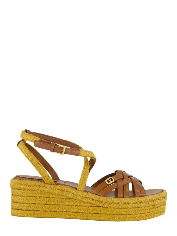 Valentino Garavani Vlogo Signature Platform Espadrille Sandals - Brown