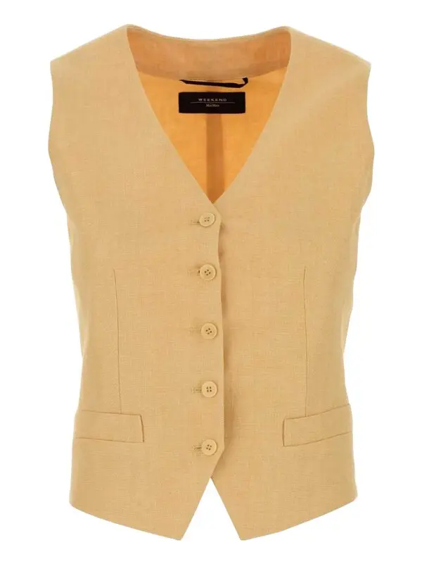 Max Mara Sleeveless V-neck Gilet - Nude