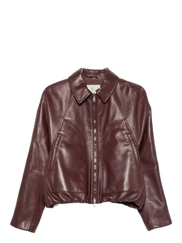 Brunello Cucinelli Zip-up Leather Jacket - Bordeaux Red