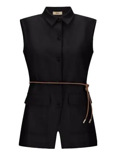 Herno Sleeveless Belted Vest - Black