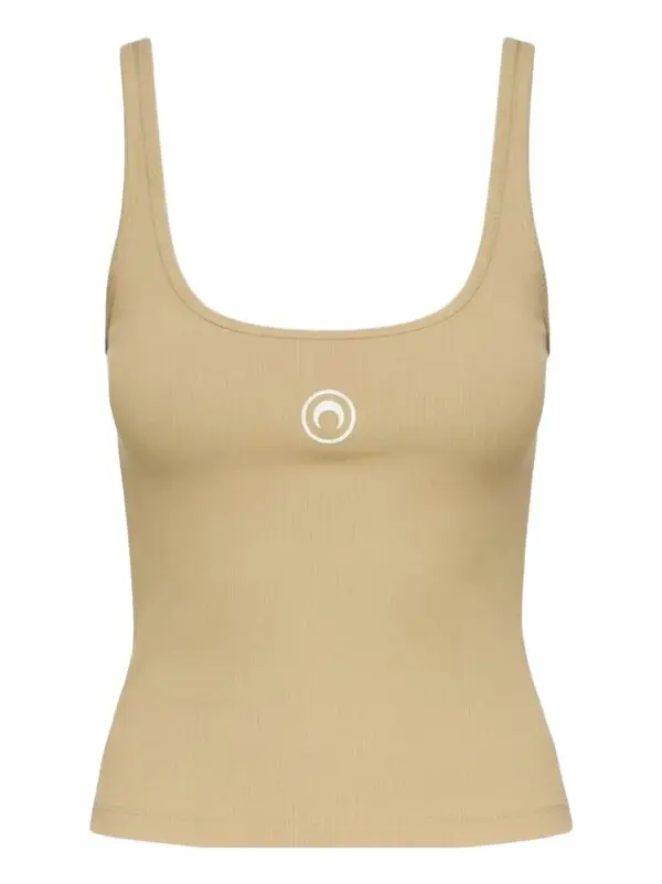 MARINE SERRE Moon Logo Ribbed Tank Top - Nude