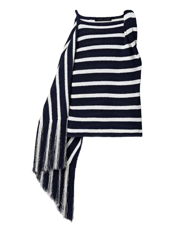 Proenza Schouler Asymmetrical Fringe Knit Sweater - Black