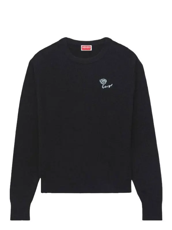 Kenzo Embroidered Logo Knitted Sweater - Black