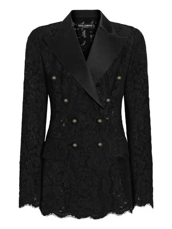 Dolce & Gabbana Lace Double-breasted Blazer - Black
