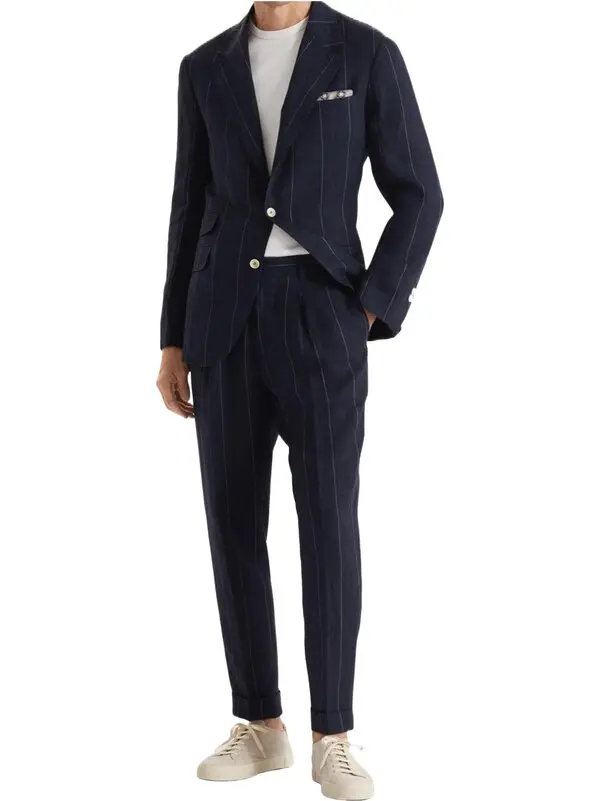 Brunello Cucinelli Pinstripe-pattern Peak-lapel Suit - No
