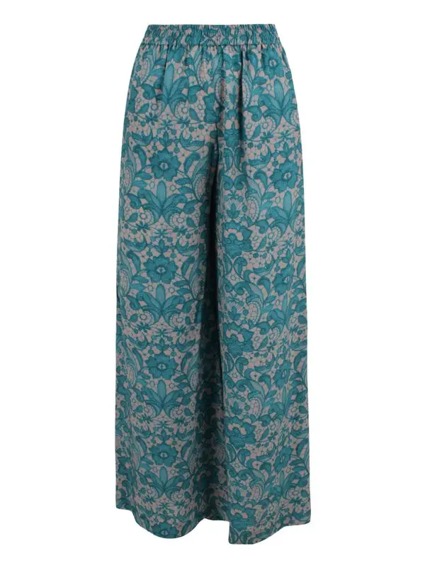 GIANLUCA CAPANNOLO Floral Palazzo Pants - Blue
