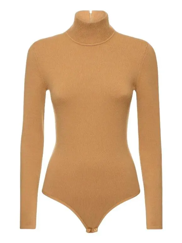 Michael Kors Cashmere Blend Knit Turtleneck Bodysuit - Nude