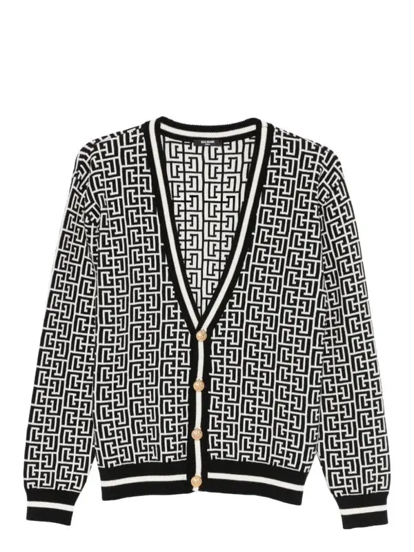 Balmain Patterned Button Cardigan - Black