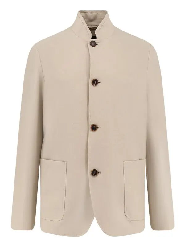Loro Piana Long Sleeve Casual Jacket With Patch Pockets - Nude
