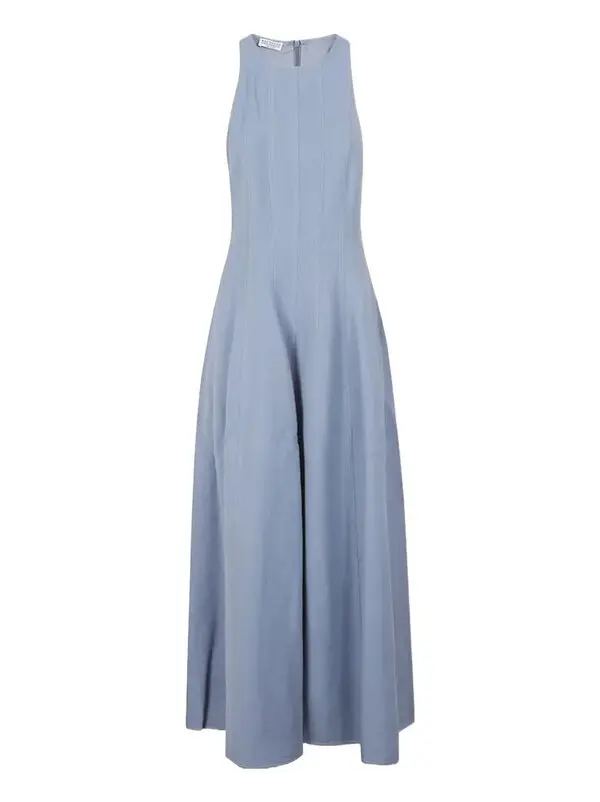 Brunello Cucinelli Sleeveless Flared Dress - Blue