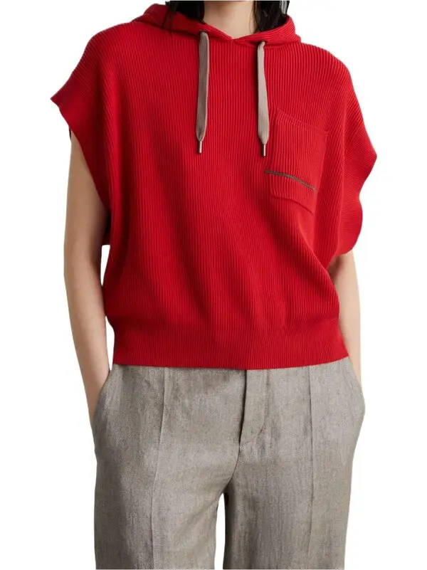 Brunello Cucinelli Hooded Knitwear - Red
