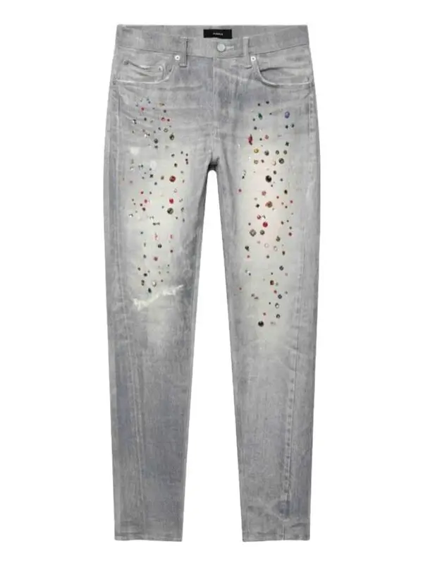 PURPLE BRAND Embellished Belt Loop Jeans - Gray