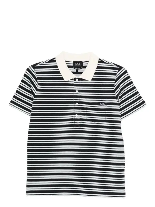 A.p.c. Striped Pocket Polo Shirt - Black