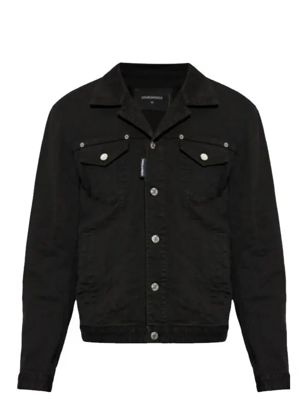 Dsquared2 Garment Dyed Denim Trucker Jacket - Black
