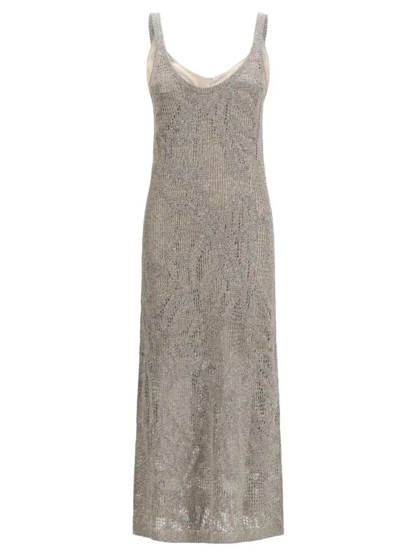 Brunello Cucinelli Linen Maxi Dress - Gray