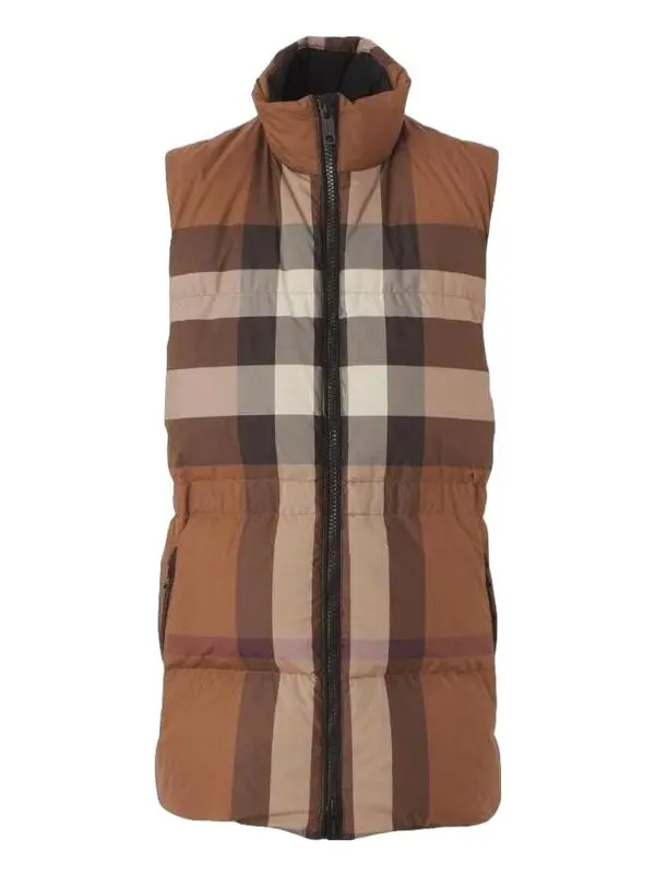 Burberry Check Pattern Padded Gilet - Brown
